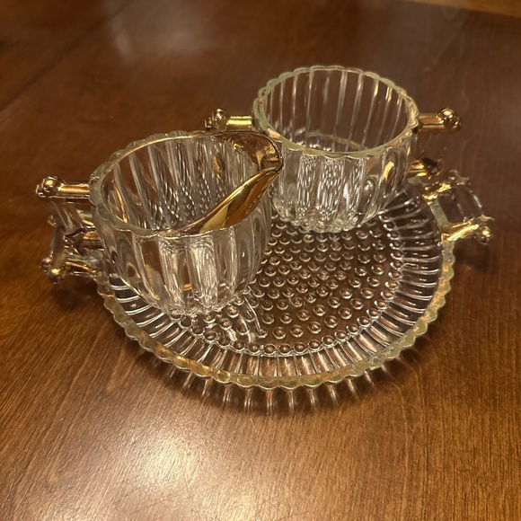 Jeanette Glass | Dining | Jeanette Sugar Bowl And Creamer Set With Tray ...